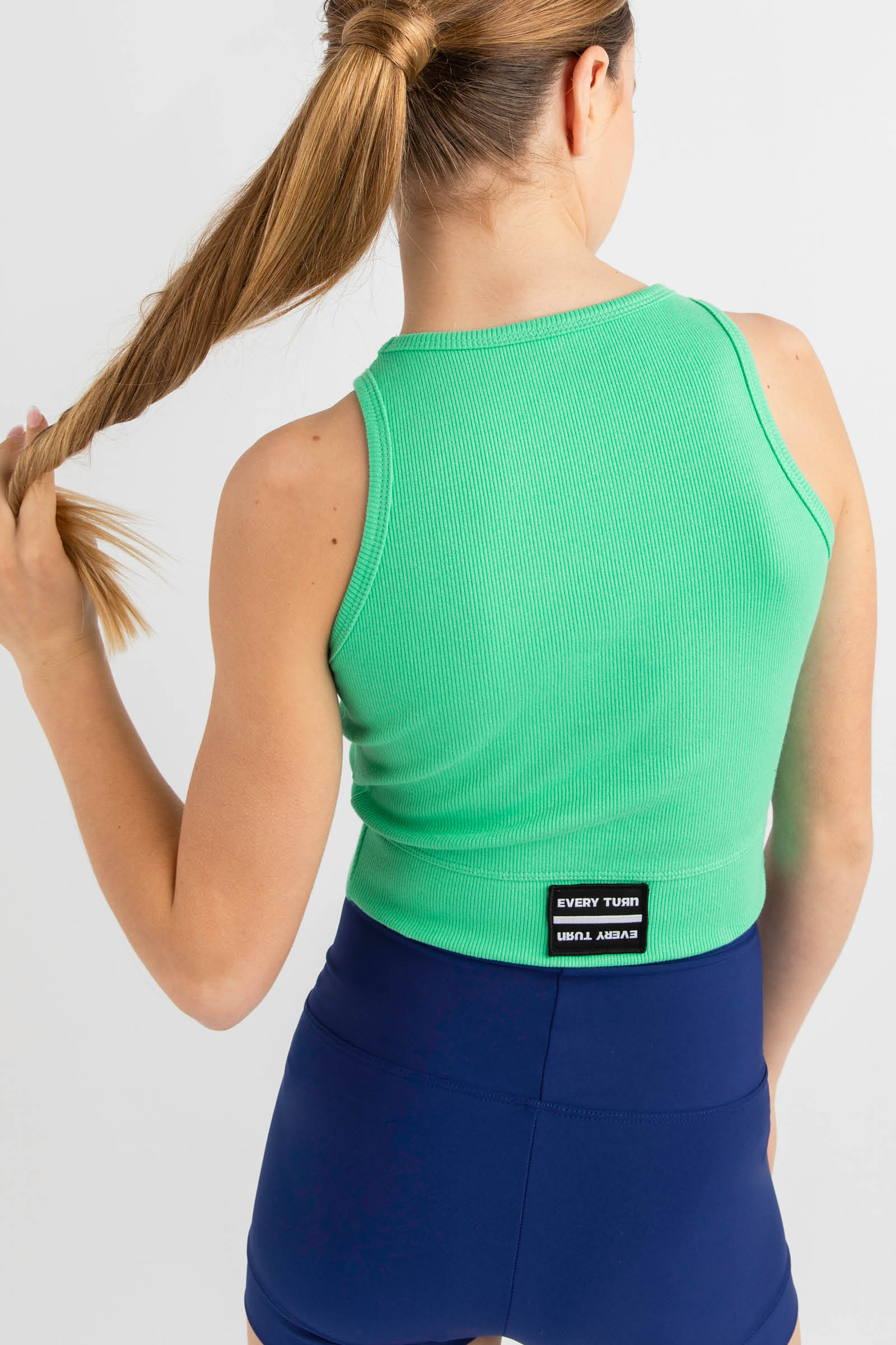 Staple Cropped Rib Singlet | Neon Spearmint Green | Every Turn